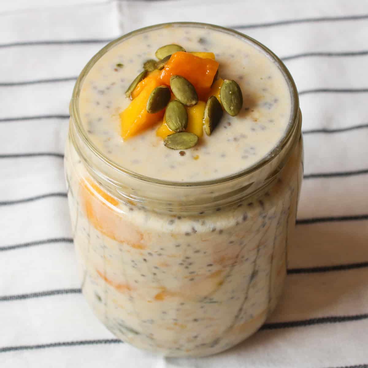 Coconut Mango Overnight Oats with Yogurt & Seeds - The Breakfast Recipes